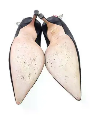JIMMY CHOO Satin Pointed-toe Pumps With Floral Embellishment