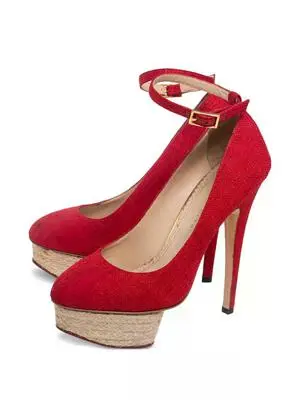 CHARLOTTE OLYMPIA Leather Pumps With Platform Sole And Ankle Strap