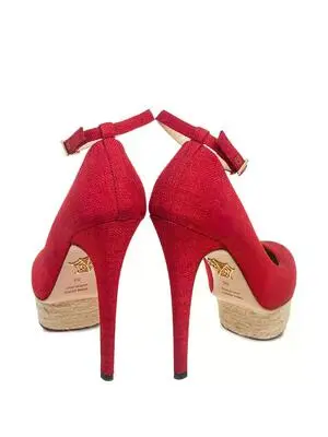 CHARLOTTE OLYMPIA Leather Pumps With Platform Sole And Ankle Strap