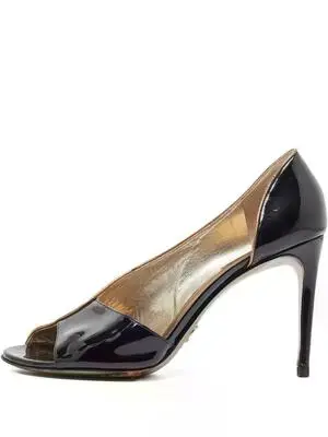 Dolce & Gabbana Patent Leather Peep Toe Pumps - Black