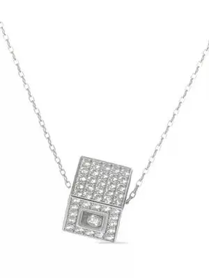 Chopard 18k White Gold Happy Diamonds Necklace With Pavé-set Diamonds - Silver