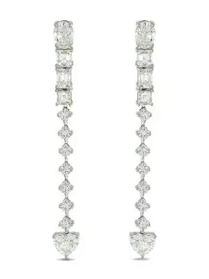 LB EXCLUSIVE 18k White Gold Multi-cut Diamond Drop Earrings - Silver