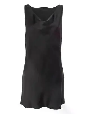Norma Kamali Satin Cowl Neck Slip Mini Dress