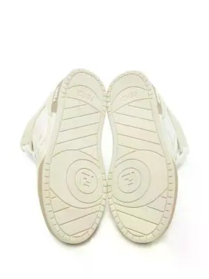 Fendi Off-white Leather And Suede Panelled High Top Sneakers