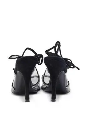 Attico 120mm Crystal Embellished Lace-up Pumps