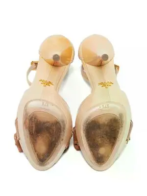 Prada Patent Leather Bow Heeled Sandals