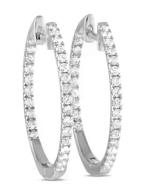 LB EXCLUSIVE 14k White Gold Inside-out Diamond Hoop Earrings - Silver