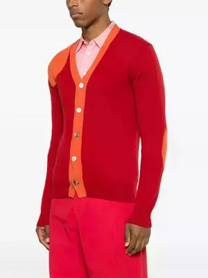 Junya Watanabe Colourblock Panelled V-neck Cardigan - Red