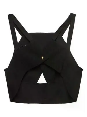 Roland Mouret Pleated Crisscross Top - Black