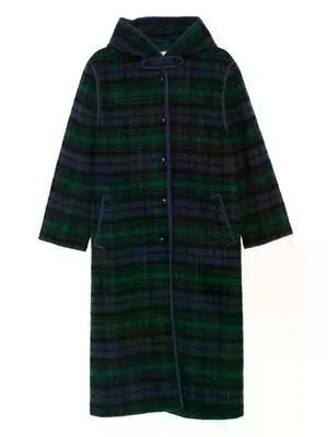 A.N.G.E.L.O. VINTAGE CULT 1970s Checked Hooded Coat - Blue