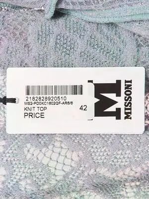 Missoni V-neck Short Sleeve Top With Lace Embroidery - Blue