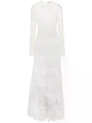 A.N.G.E.L.O. VINTAGE CULT 1970s Embroidered Mesh Maxi Dress - Neutrals