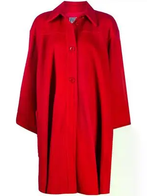 Gianfranco Ferre 1980s Wool Blend Cape Coat - Red