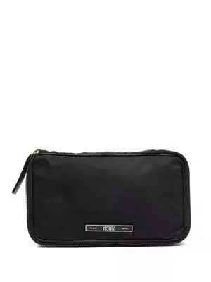 Gianfranco Ferre Logo Plaque Zip Pouch - Black