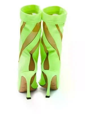 JIMMY CHOO X Mugler Mesh Panel Pointed Toe Boots
