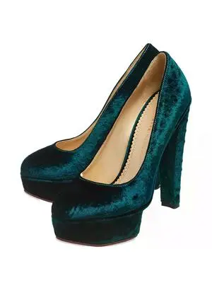 CHARLOTTE OLYMPIA Dolly Velvet Platform Pumps