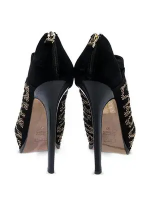 Fendi 140mm Leather Heeled Pumps With Crystal Embellishment