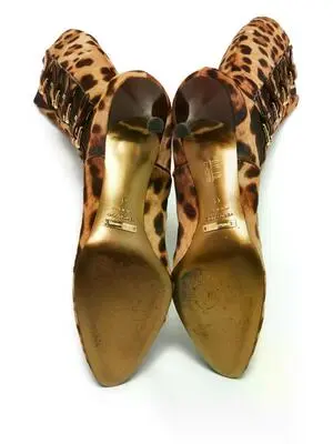 Dolce & Gabbana Knee-high Leopard Print Stiletto Boots