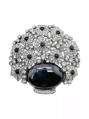 JENNIFER GIBSON JEWELLERY 1990s Cristobal Giardinetti -tone Crystal Brooch - Silver