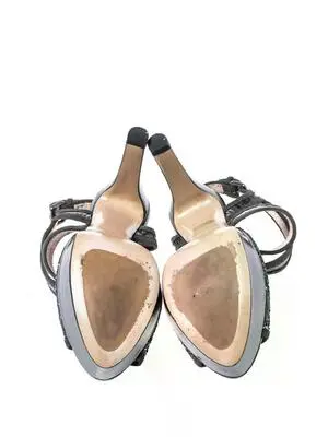 Miu Miu Glitter Detail Platform Sandals