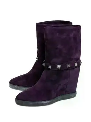 LE SILLA Suede Spike-stud Detail Wedge Boots