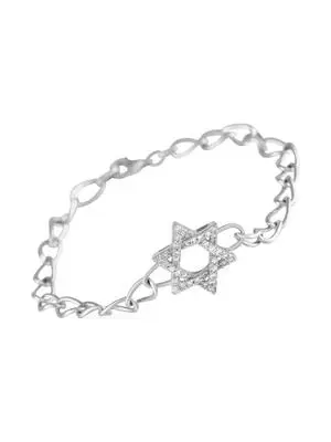 LB EXCLUSIVE 14k White Gold Star Of David Diamond Bracelet - Silver