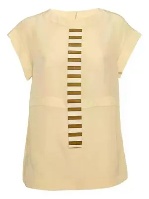 Fendi Silk Stripe Detail Blouse - Neutrals