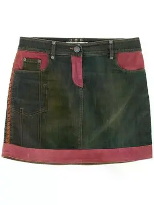 Dior 2000s Colour-block Denim Skirt - Grey