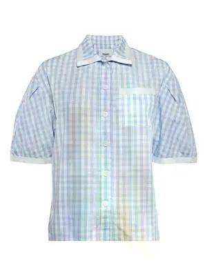 Burberry Check-print Cotton Shirt - Blue