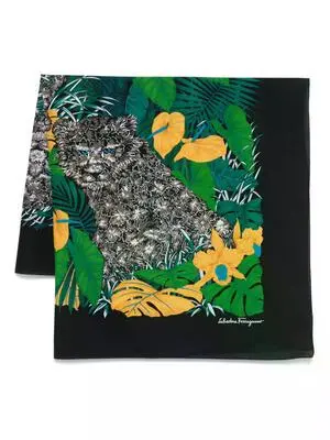 FERRAGAMO 1990's Cotton Scarf - Black