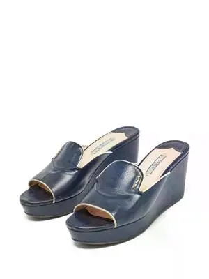 Prada 85mm Textured Leather Wedge Sandals