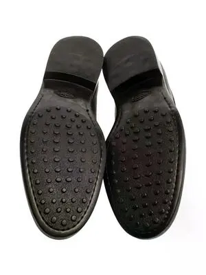 TOD'S Calf Leather Loafers With Metal Bar Detail - Black