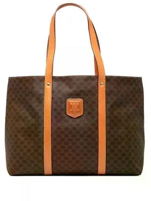 Celine 1996 Macadam Coated Canvas Tote Bag - Brown