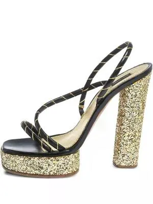 Marc Jacobs Glitter Embellished Platform Sandals - Black