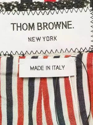 Thom Browne And White Check Pattern Tweed Skirt With Raw Edge Hem
