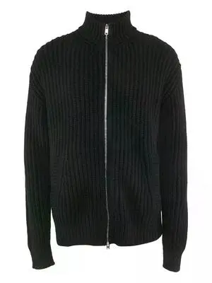 Prada Rib-knit Zip-up Cardigan - Black