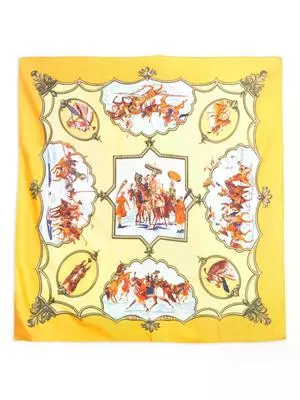 Hermès 1993 Les Chevaux Des Moghols Silk Scarf - Yellow