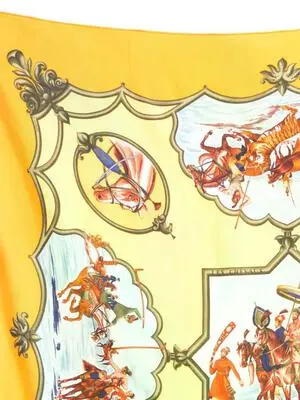 Hermès 1993 Les Chevaux Des Moghols Silk Scarf - Yellow