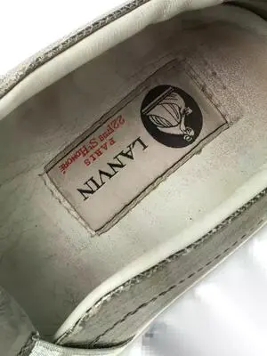 LANVIN Metallic Leather Slip-on Sneakers - Grey