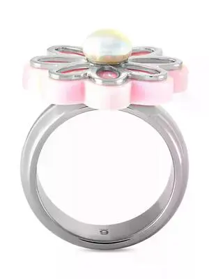 SWATCH Stainless Steel Floral Faux Pearl Ring