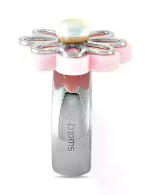 SWATCH Stainless Steel Floral Faux Pearl Ring
