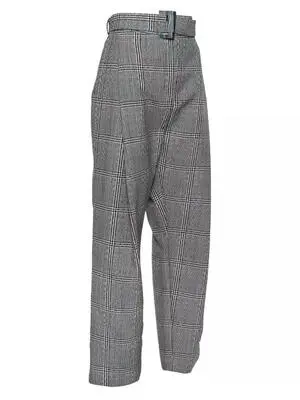 ELLERY Belted Plaid Wool Trousers - Grey