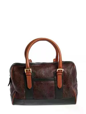 Etro Paisley Print Leather Handbag With Buckle Fastening - Brown