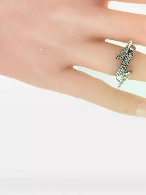 SWATCH Sterling Crystal Embellished Lightning Bolt Ring