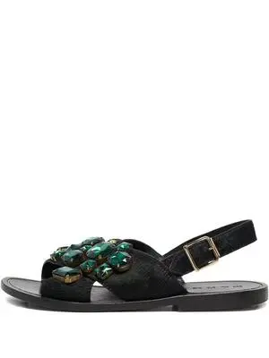 Marni Leather Crystal Embellished Slingback Sandals
