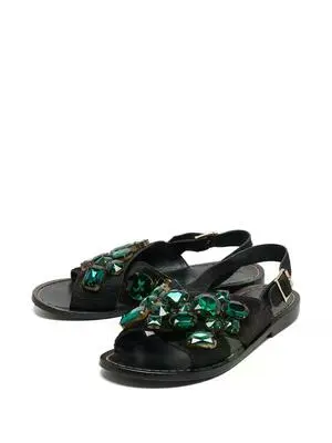 Marni Leather Crystal Embellished Slingback Sandals