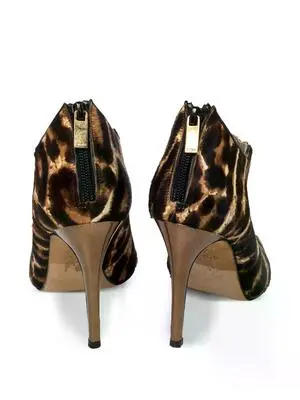 GINA Leopard-print Crystal Embellished Peep-toe Sandals