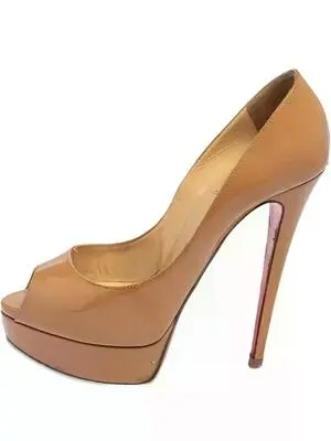 CHRISTIAN LOUBOUTIN Beige Leather Peep-toe Platform Stilettos - Neutrals