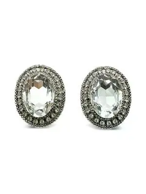 JENNIFER GIBSON JEWELLERY 1980s Crystal Statement Earrings - Silver