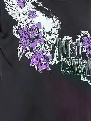 Just Cavalli Skull And Rose Print T-shirt